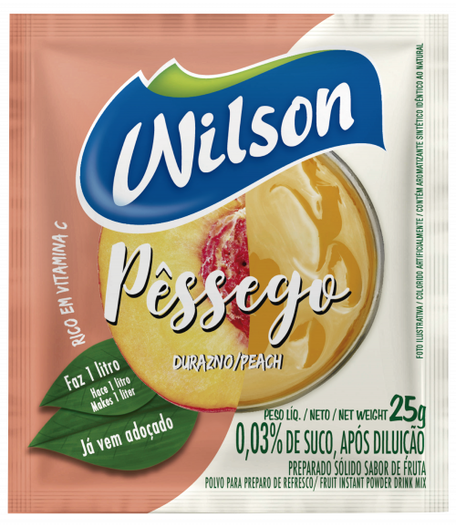 Preparado Sólido para Refresco Sabor PêssegoWilson - Pacote 25g Adoçado ...